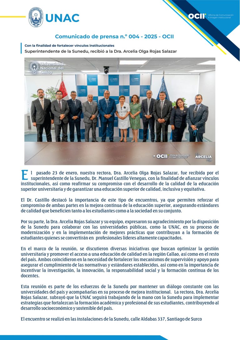 Comunicado de prensa n.° 004 – 2025 – OCII – Universidad Nacional del ...